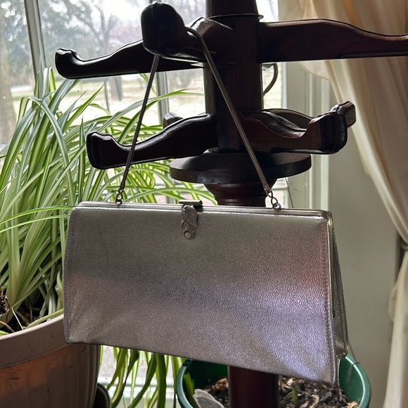 Bags | Vintage Metallic Silver Clutch Purse Evening Bag | Poshmark